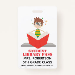 Reading School Library Hall Pass Badge | Zazzle