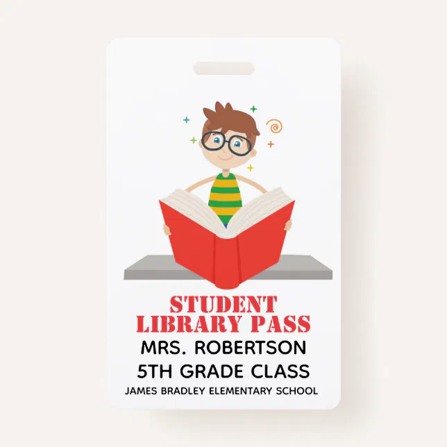 Reading School Library Hall Pass Badge | Zazzle