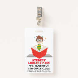 Reading School Library Hall Pass Badge | Zazzle