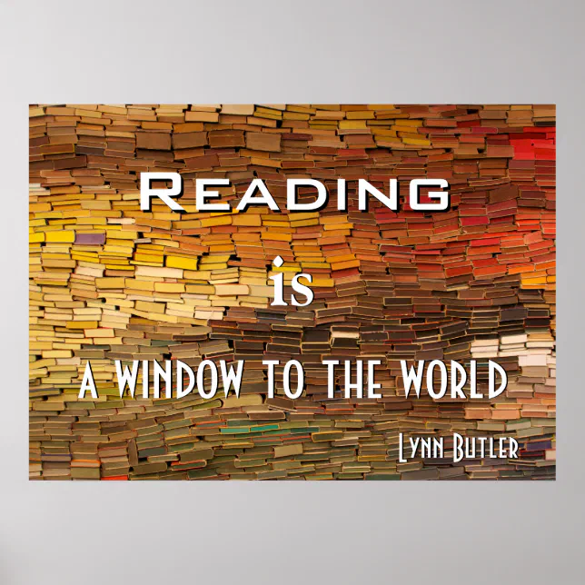 Reading Stack of Books Colorful Poster | Zazzle