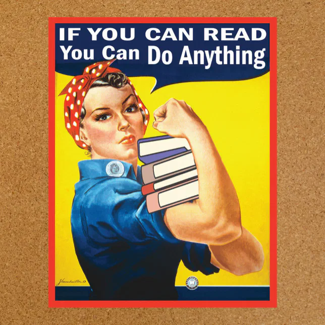 Reading with funny Rosie the Riveter Classic Poster | Zazzle