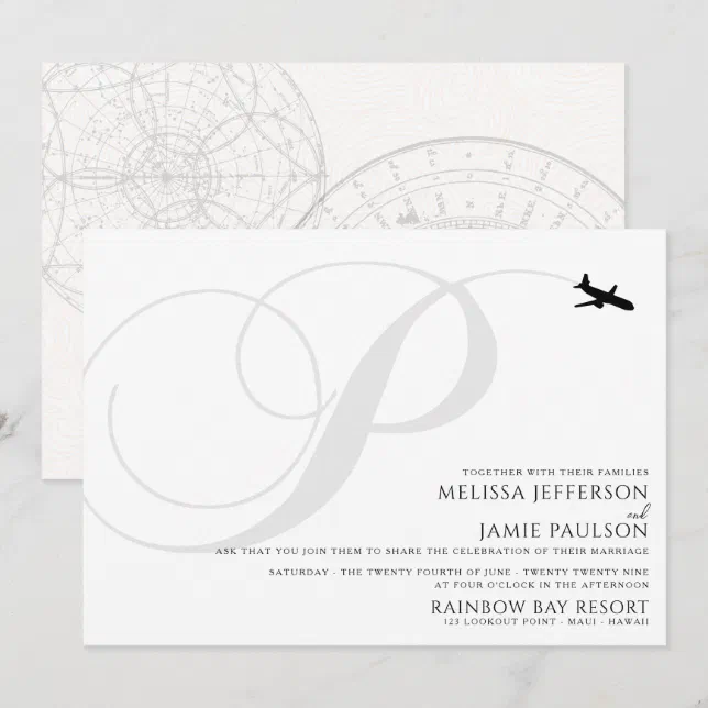 Ready for Take Off P Initial Wedding Invitation | Zazzle