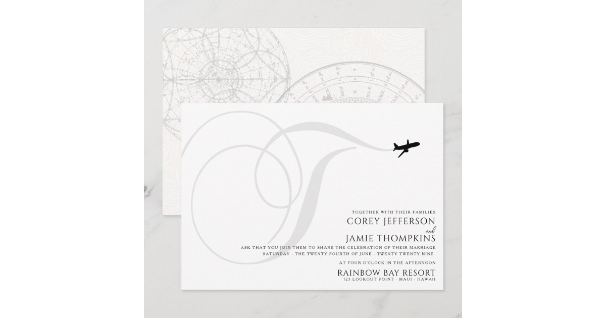 Ready for Take Off T Initial Wedding Invitation | Zazzle