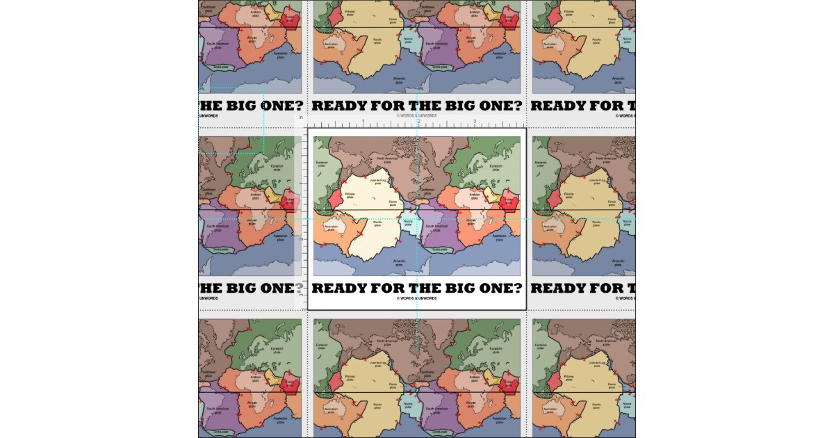 Ready For The Big One? Plate Tectonics World Map Fabric | Zazzle