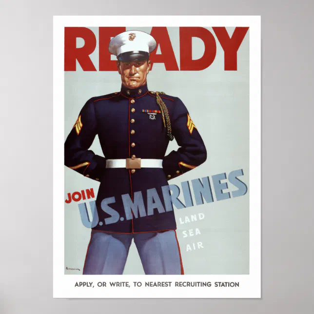 Ready Join U.S. Marines Vintage Military Poster | Zazzle
