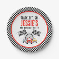 Ready Set Go! Race Car Birthday Party Paper Plates | Zazzle