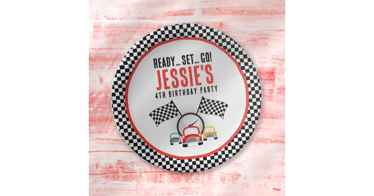 Ready Set Go! Race Car Birthday Party Paper Plates | Zazzle Ready Set Go! Race Car Birthday Party Paper Plates | Zazzle