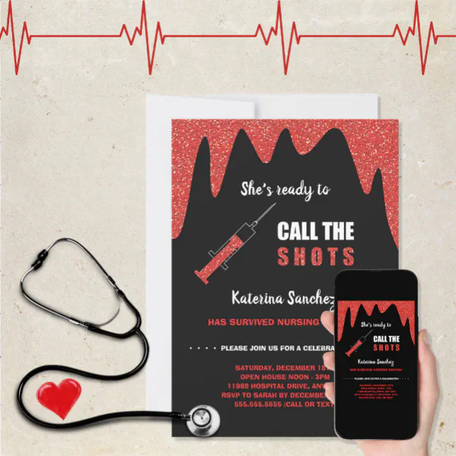 Ready to Call the Shots nursing school graduation Invitation | Zazzle