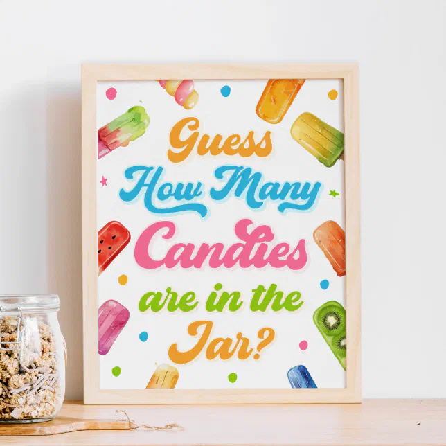 Ready to Pop Baby Shower Guess How Many Candies Poster | Zazzle