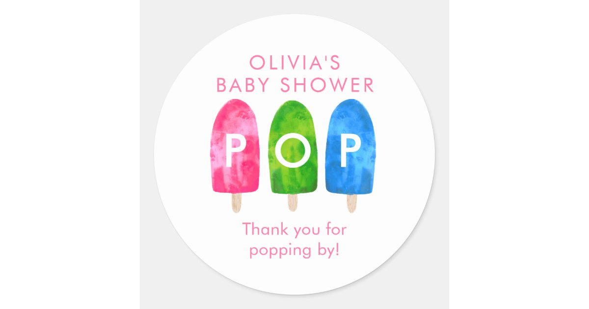 Ready to Pop Popsicle Baby Shower Thank You Classic Round Sticker | Zazzle
