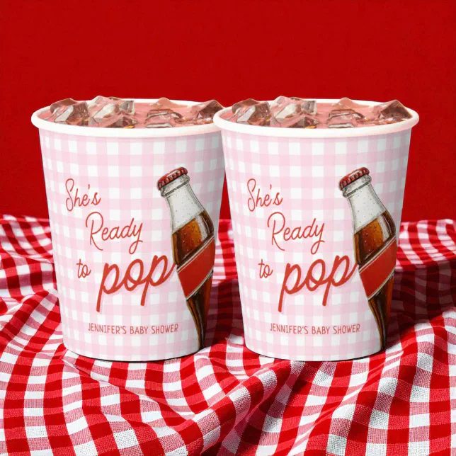 Ready To Pop Soda Pop Cola Girl Baby Shower Paper Cups | Zazzle