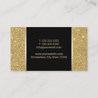Real Estate Agent Black & Gold Glitter Custom Logo Business Card | Zazzle