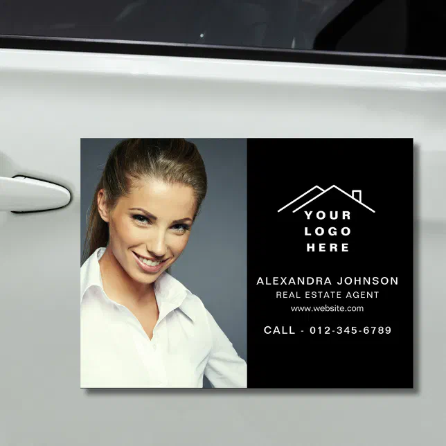 Real Estate Agent Black Logo Photo Car Magnet | Zazzle