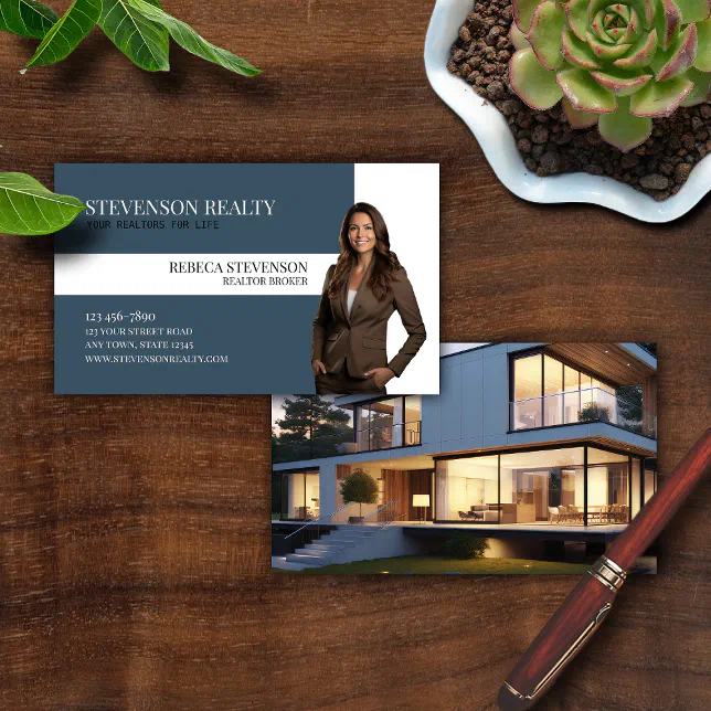 Real Estate Agent Blue Business Card | Zazzle