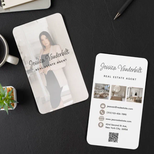 Real Estate Agent Business Card Template | QR Code | Zazzle