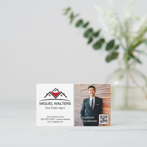 Real Estate Agent | Business Man | QR Code Business Card | Zazzle