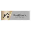 Real Estate Agent Custom Logo Modern Gold & Grey Name Tag | Zazzle