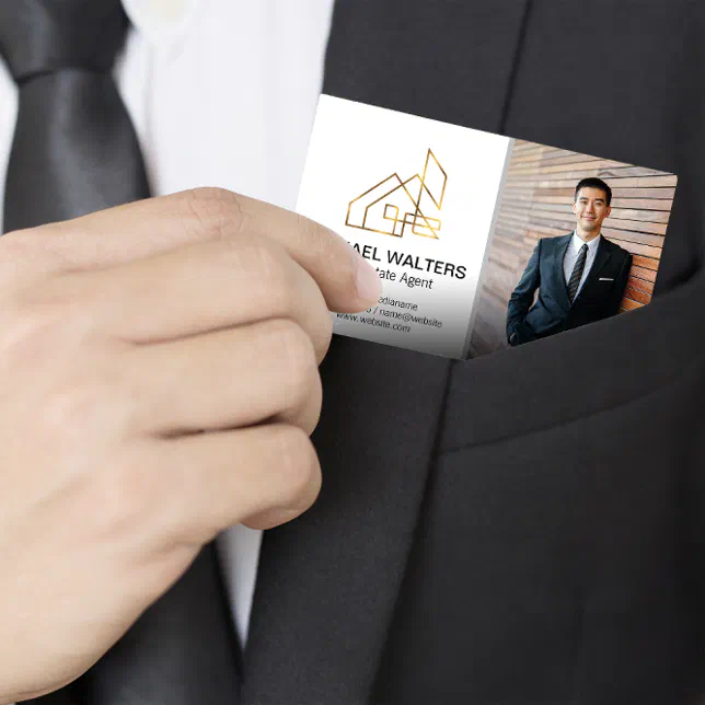 Real Estate Agent | Custom Pic Business Man Business Card | Zazzle