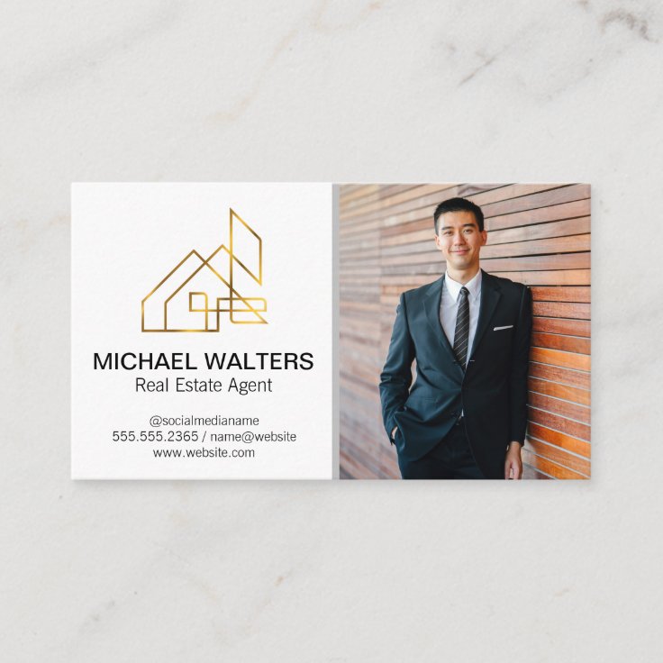 Real Estate Agent | Custom Pic Business Man Business Card | Zazzle