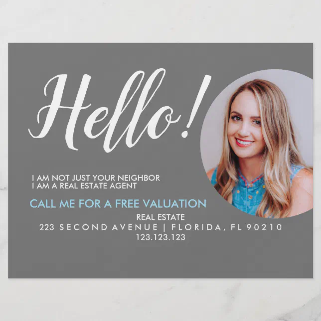 Real Estate Agent HELLO CARD shop sign Flyer | Zazzle