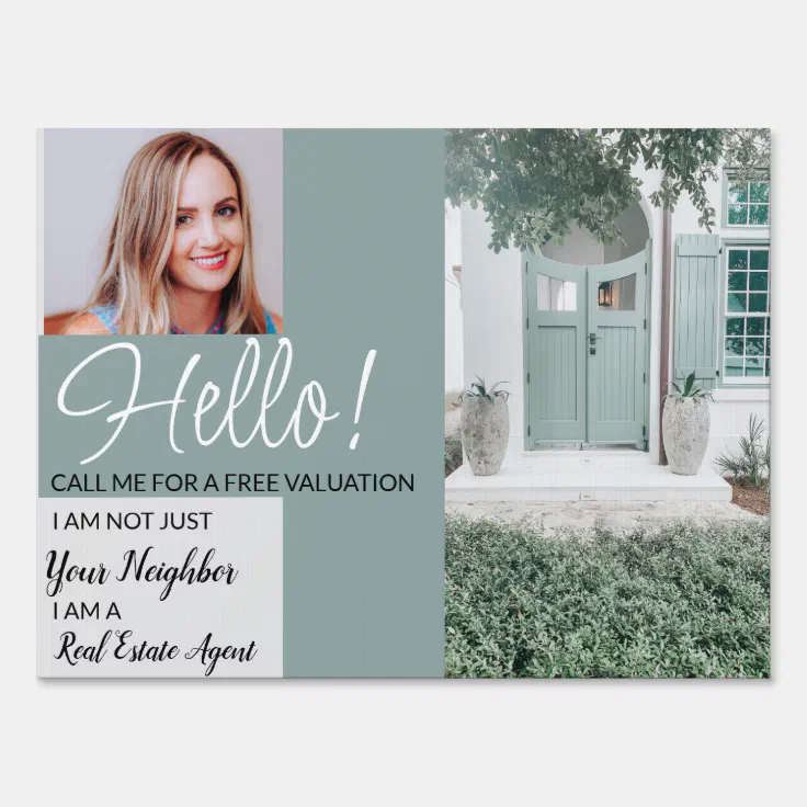 Real Estate Agent HELLO CARD shop sign Flyer | Zazzle