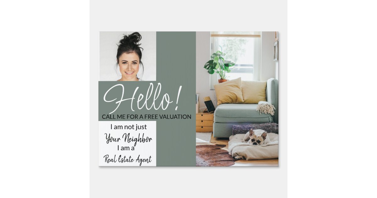 Real Estate Agent HELLO CARD shop sign Flyer | Zazzle
