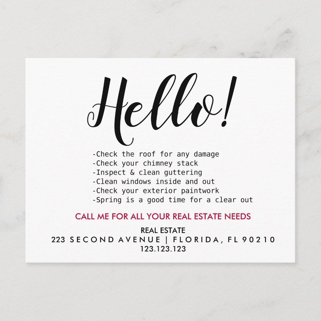 Real Estate Agent HELLO Spring checklist Announcem Announcement ...