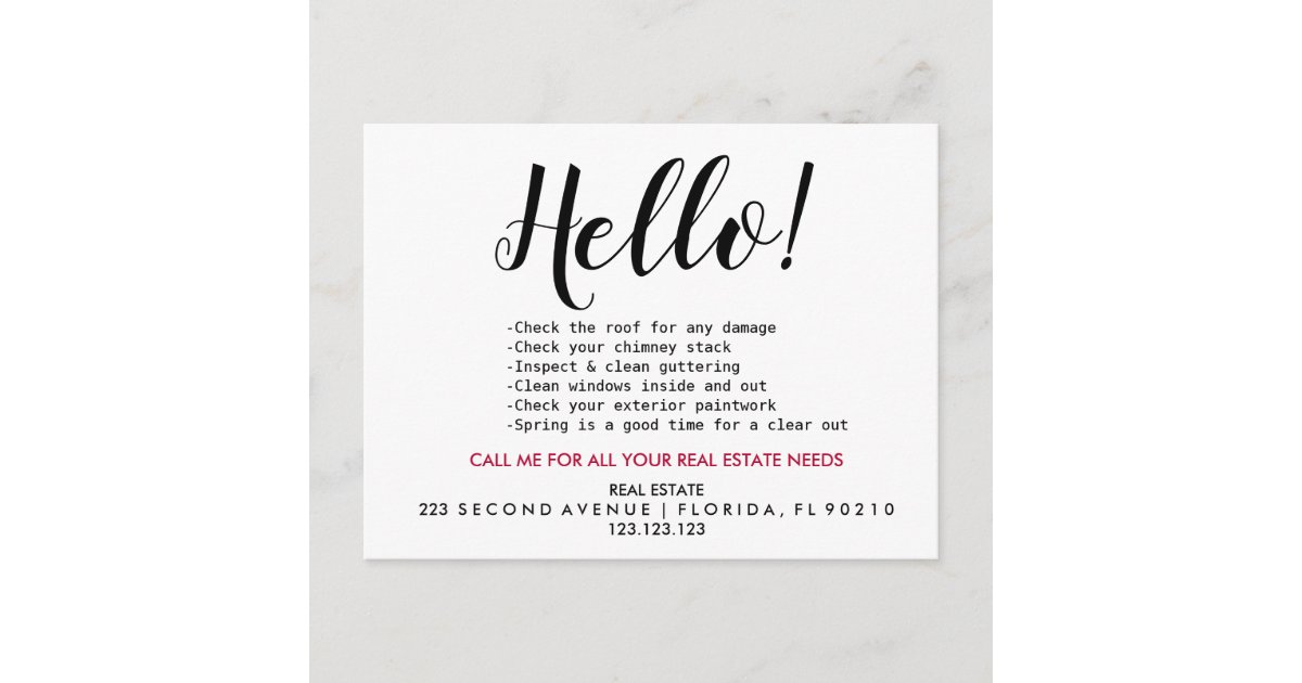 Real Estate Agent HELLO Spring checklist Announcem Announcement ...