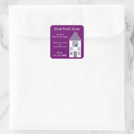 Real Estate Agent Home Sweet Home Square Sticker | Zazzle