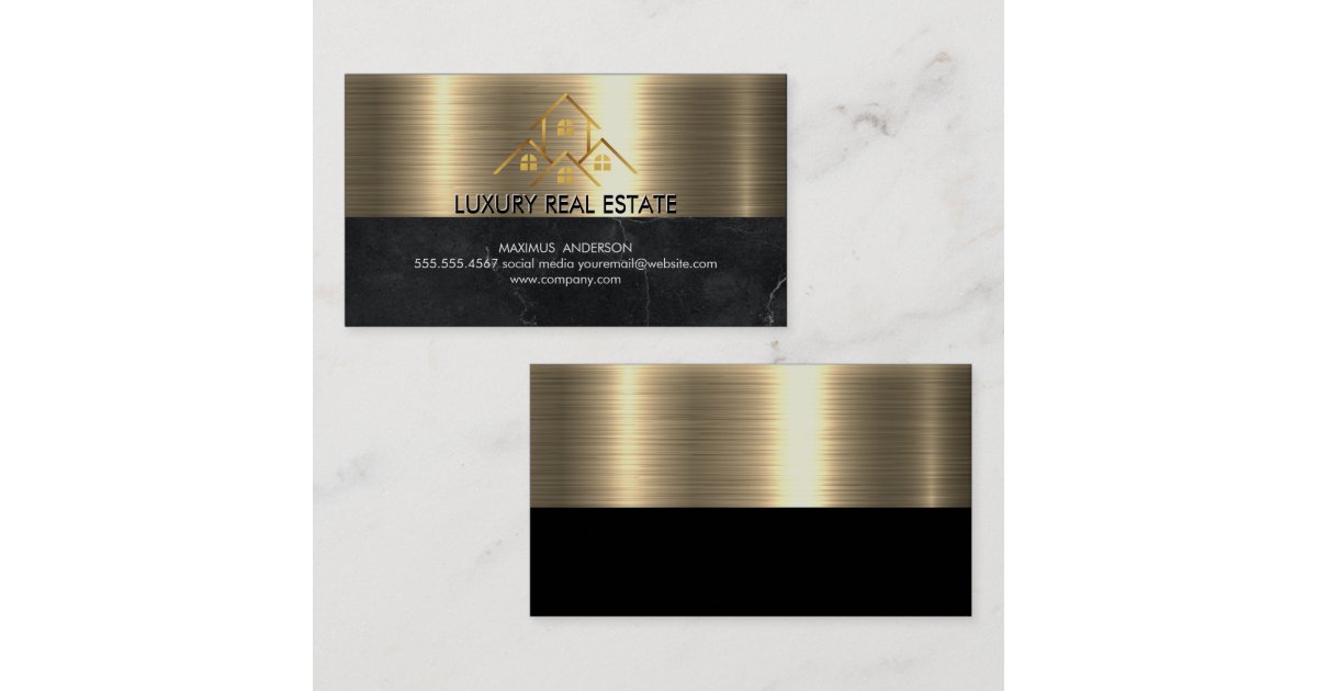 Real Estate Agent | House Gold Logo Business Card | Zazzle