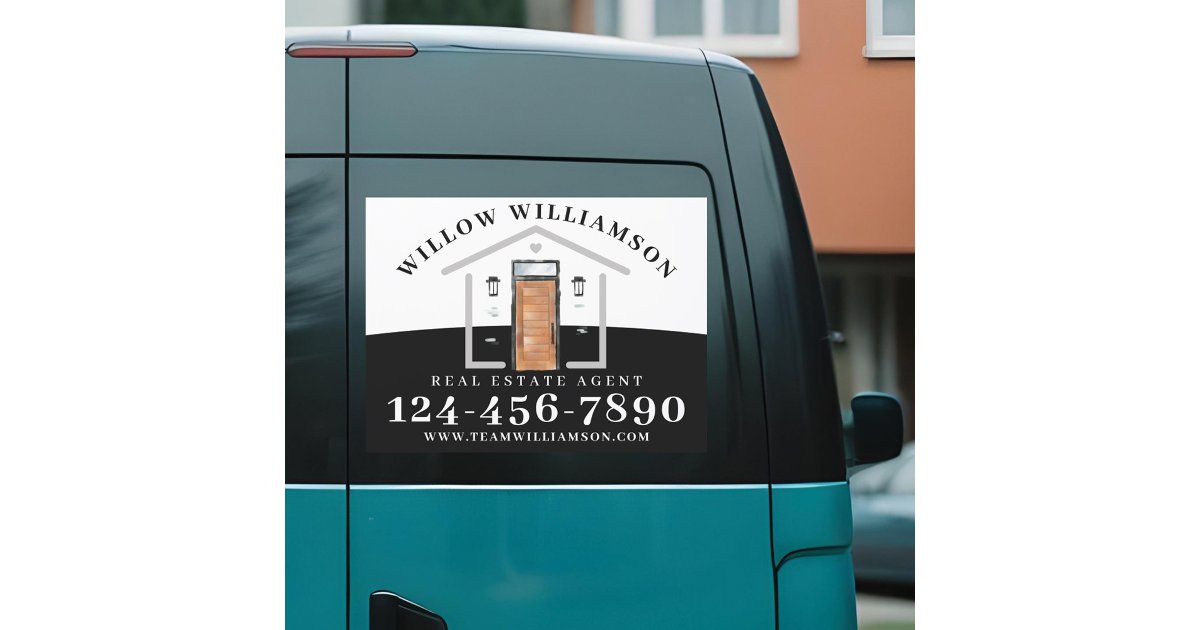 Real Estate Agent House & Wood Watercolor Door Car Magnet | Zazzle