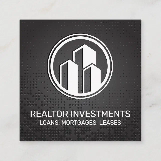 Real Estate Agent | Metallic Background Square Business Card | Zazzle
