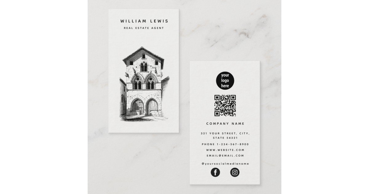 Real Estate Agent Minimalist QR Code Social Media Business Card | Zazzle