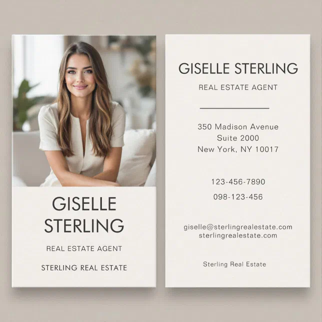 Real Estate Agent Neutral Professional Photo Business Card | Zazzle