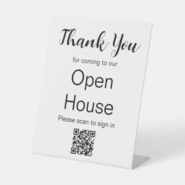Real Estate Agent Open House QR code Sign-In Pedestal Sign | Zazzle