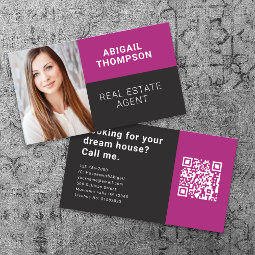 Real Estate Agent Photo QR Code Business Card | Zazzle