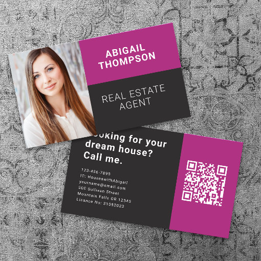 Real Estate Agent Photo QR Code Business Card | Zazzle
