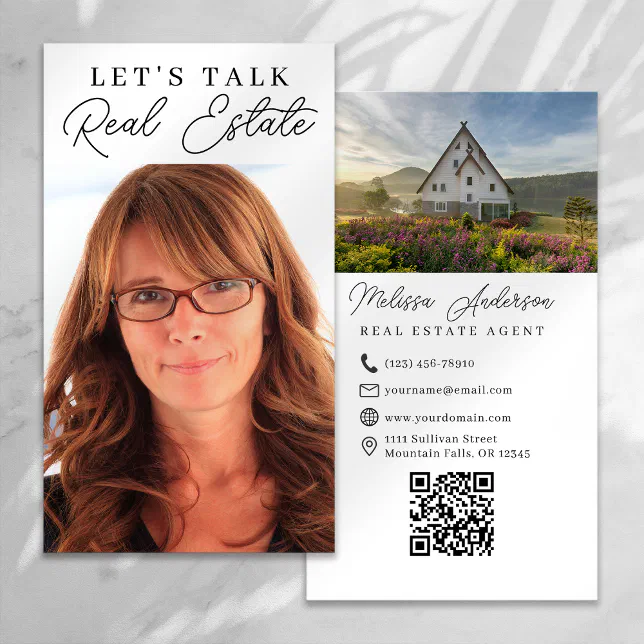 Real Estate Agent Photo QR Code Business Card | Zazzle