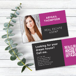 Real Estate Agent Photo QR Code Business Card | Zazzle