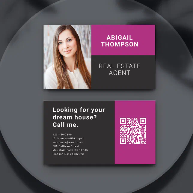 Real Estate Agent Photo QR Code Business Card | Zazzle