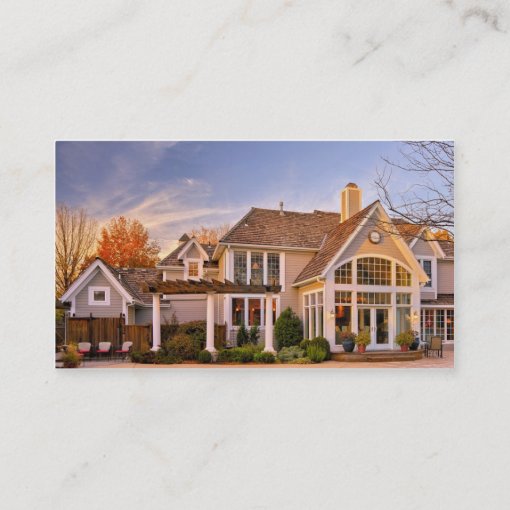 Real estate agent photo with house background business card | Zazzle