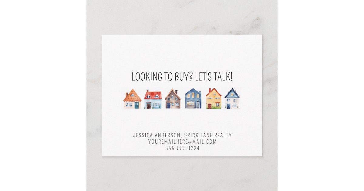 Real Estate Agent Promotional Contact Info Postcard | Zazzle