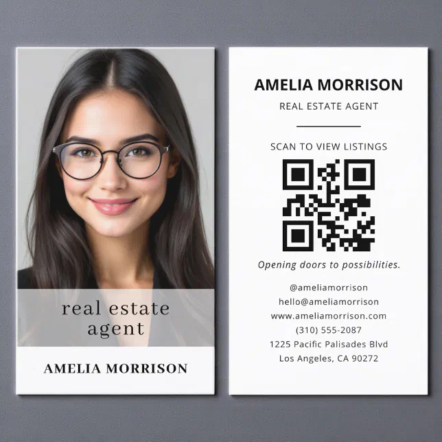 Real Estate Agent QR Code Photo Business Card | Zazzle