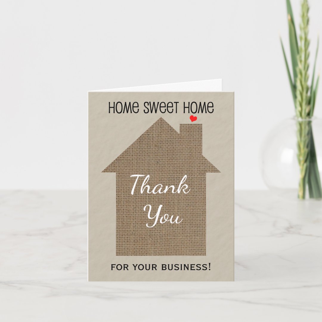 Real Estate Agent Thank You Note Card with Burlap | Zazzle