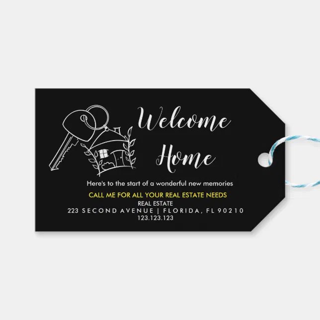 Real Estate Agent Welcome Home Gift Tags | Zazzle