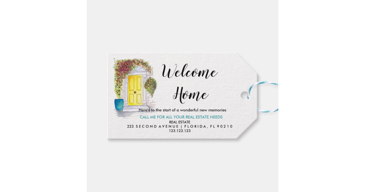 Real Estate Agent Welcome Home Gift Tags | Zazzle