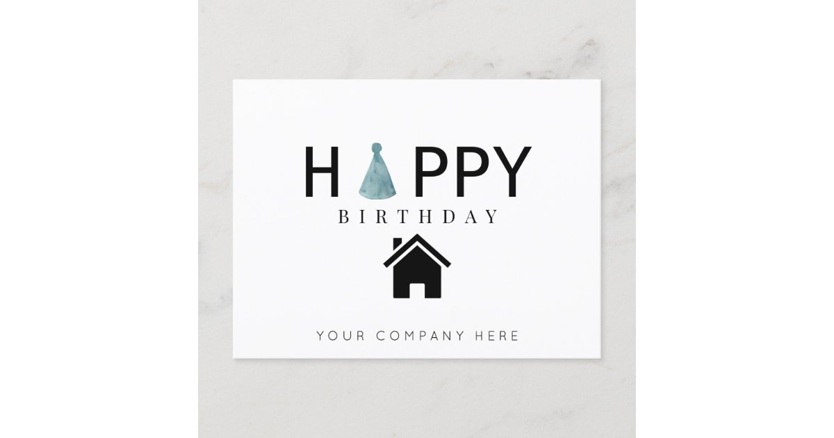 Real Estate Birthday Hat Happy Birthday Postcard | Zazzle