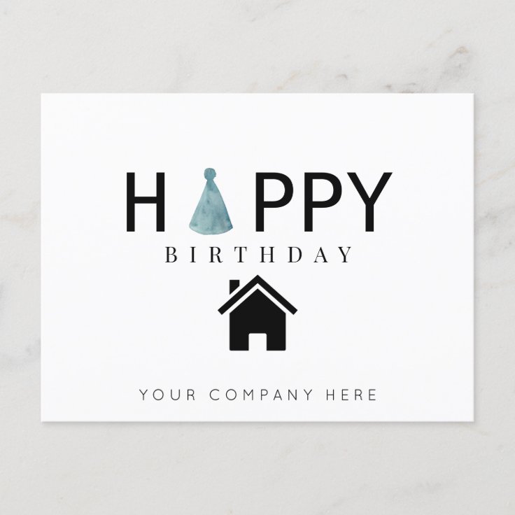 Real Estate Birthday Hat Happy Birthday Postcard | Zazzle