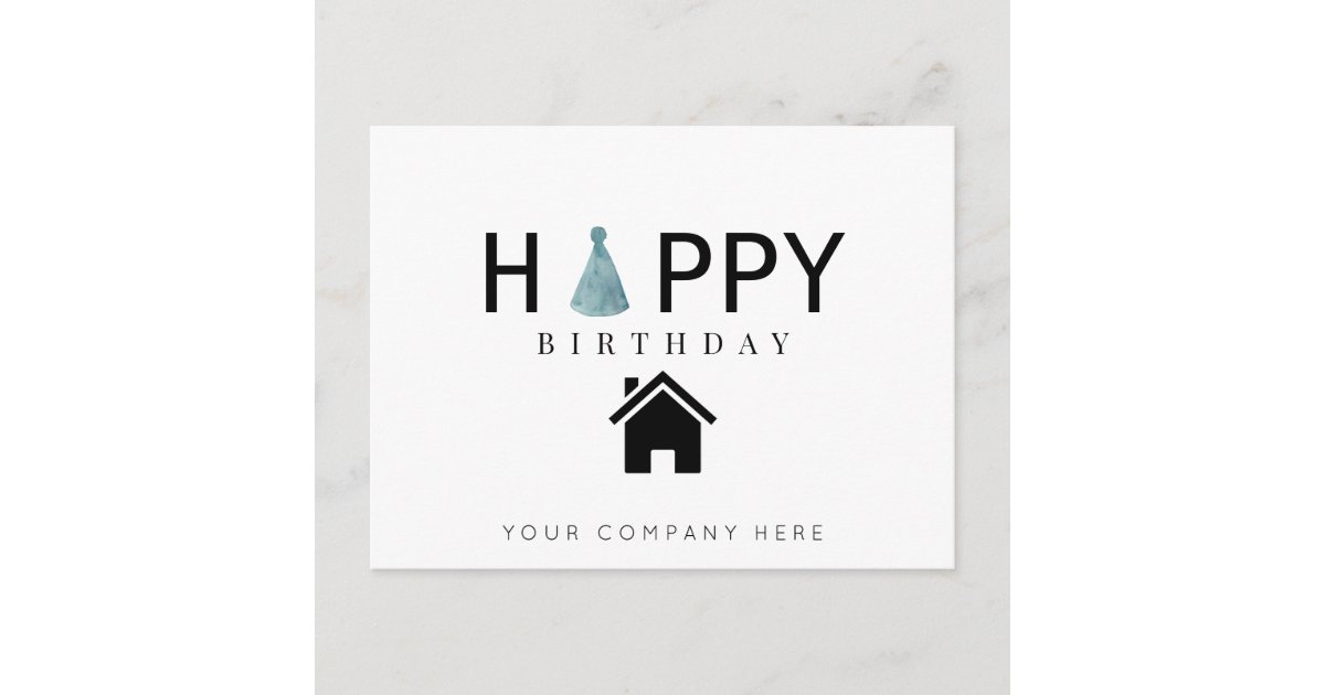 Real Estate Birthday Hat Happy Birthday Postcard | Zazzle