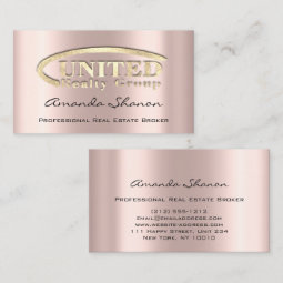 Real Estate Broker Agent Rose Gold Logo Custom Bu Business Card | Zazzle